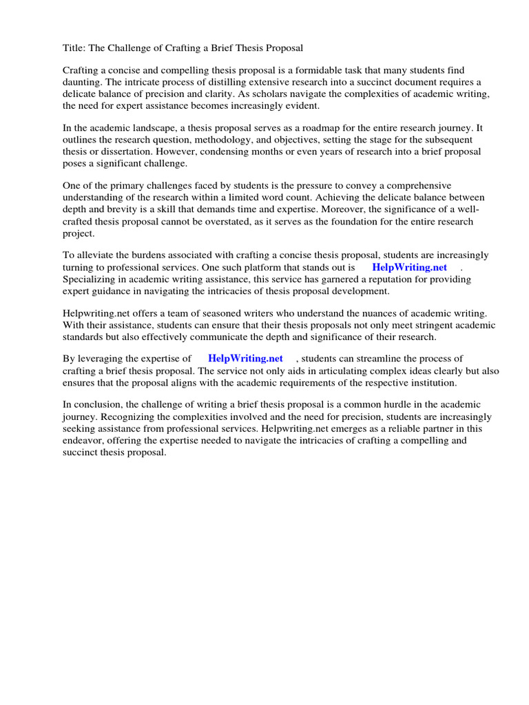 Brief Thesis Proposal | PDF | Career & Growth