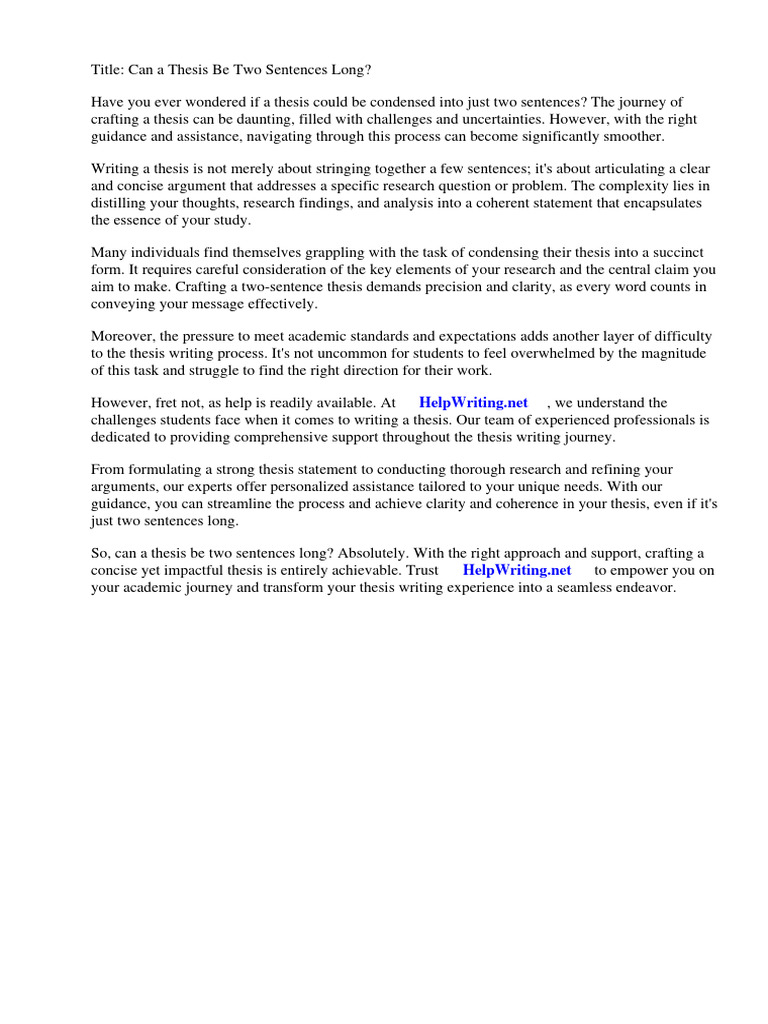 Two-Sentence Thesis Statement Guide | PDF | Essays | Thesis