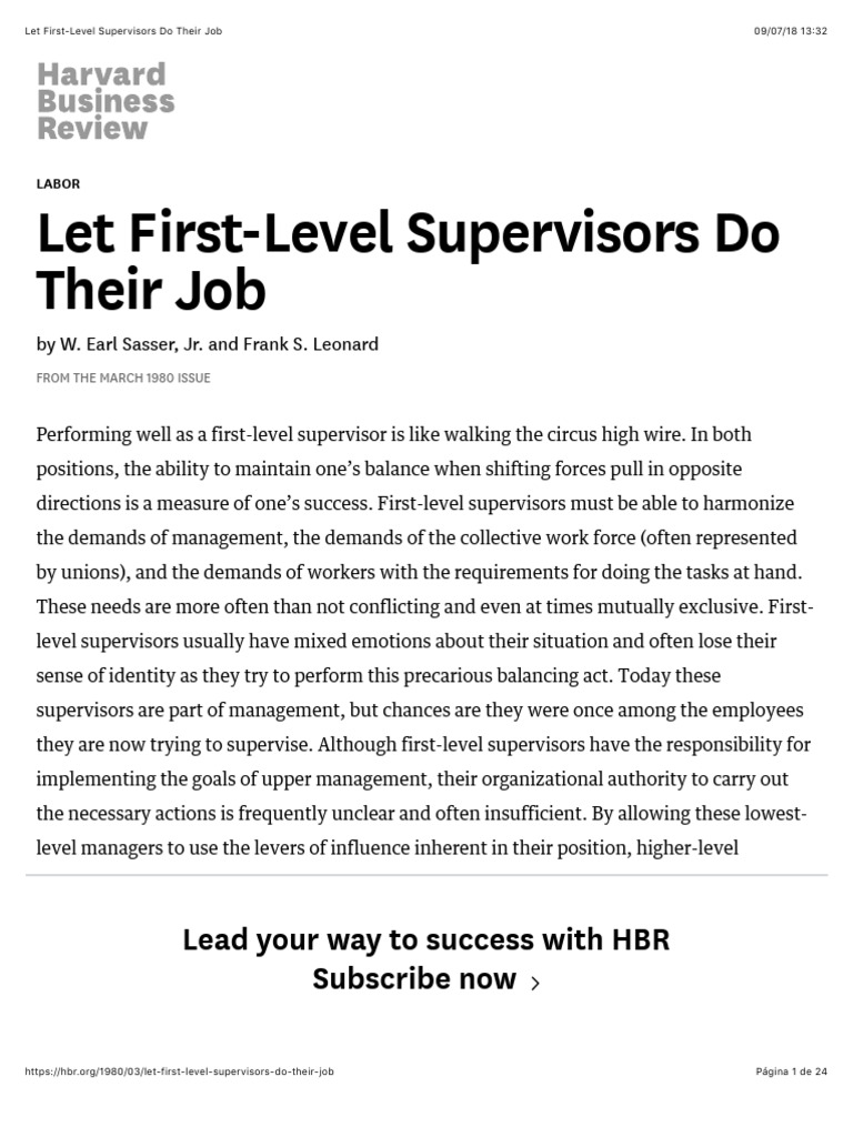 Let First-Level Supervisors Do Their Job | PDF | Competence (Human ...