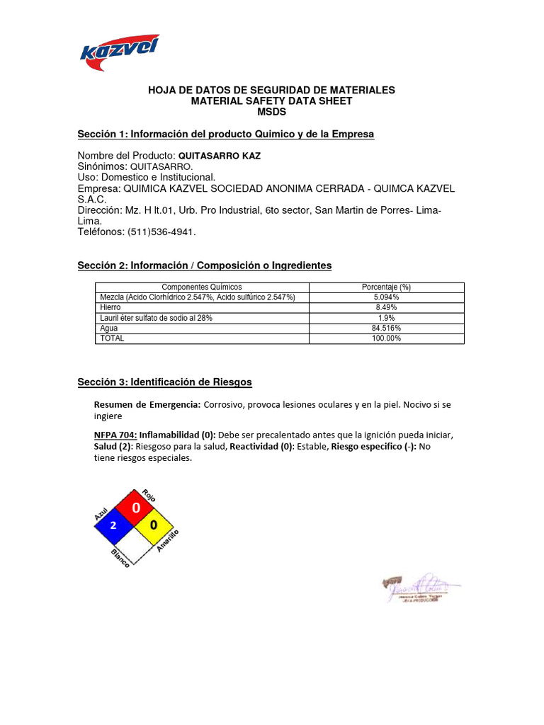 HDSM Quitasarro Kaz | PDF | Agua | Solubilidad
