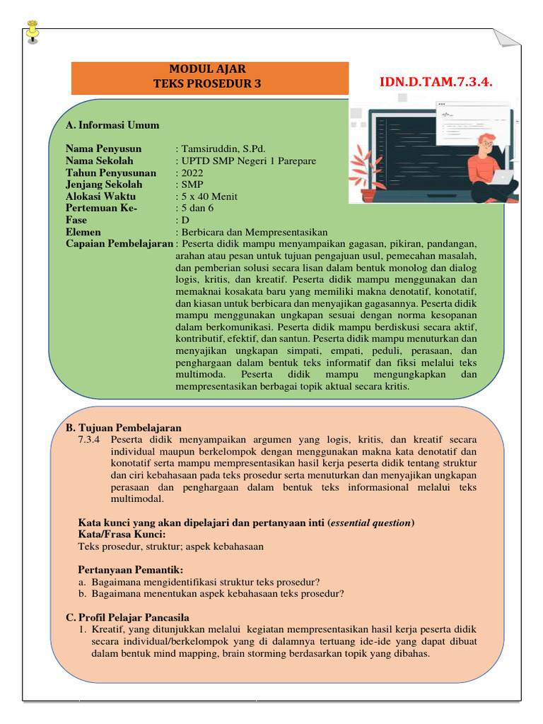 Modul Ajar Bahasa Indonesia - Modul Ajar Berdiferensiasi Struktur Dan ...