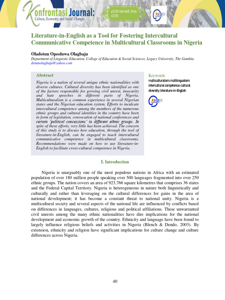 Literature-in-English for Intercultural Competence | PDF | Cross ...
