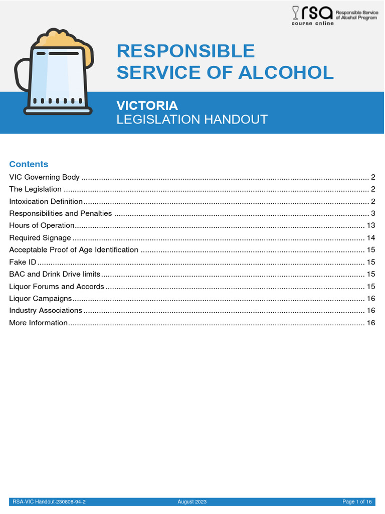 VIC RSA Legislation Handout 2019 | PDF | Identity Document | Driver's ...