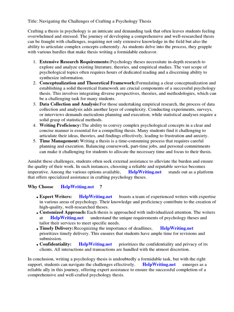 Thesis Psychology Example | PDF | Psychology | Thesis