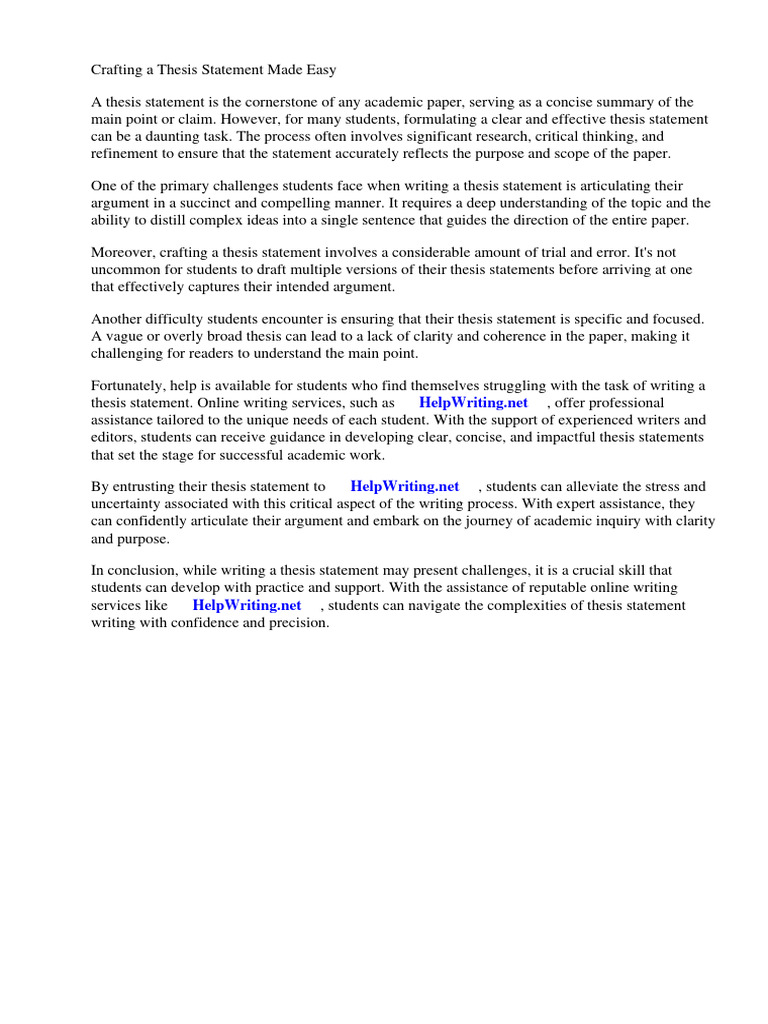 Easy Guide to Crafting Thesis Statements | PDF | Essays | Thesis