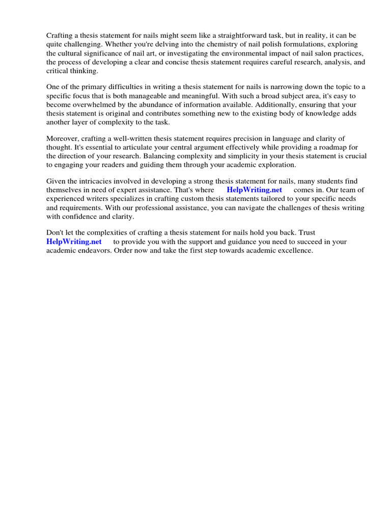 Thesis Statement For Nails | PDF | Essays | Thesis