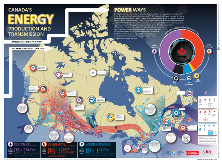 Canada Energy Production Map | PDF | Natural Gas | Nature