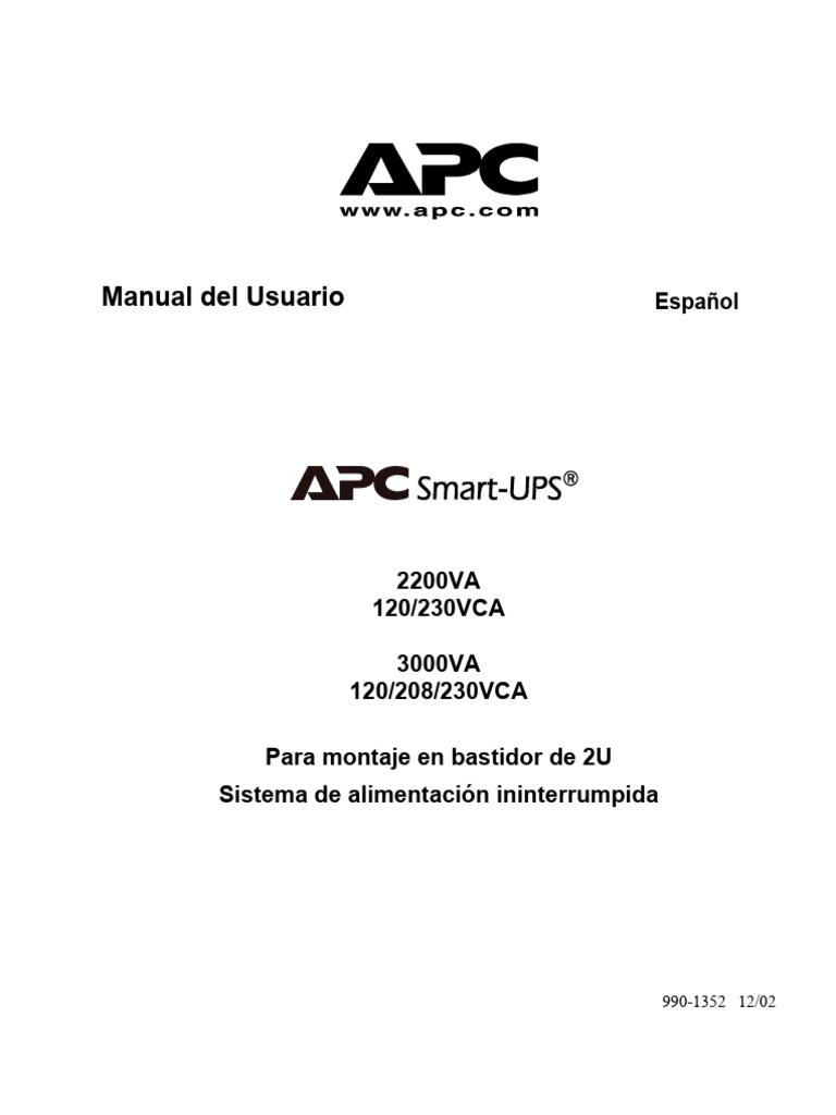 UPS-APC-2200 | PDF | Enchufes y tomas de corriente alterna | Conector eléctrico