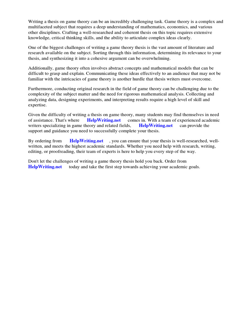 Game Theory Thesis PDF | PDF | Game Theory | Theory