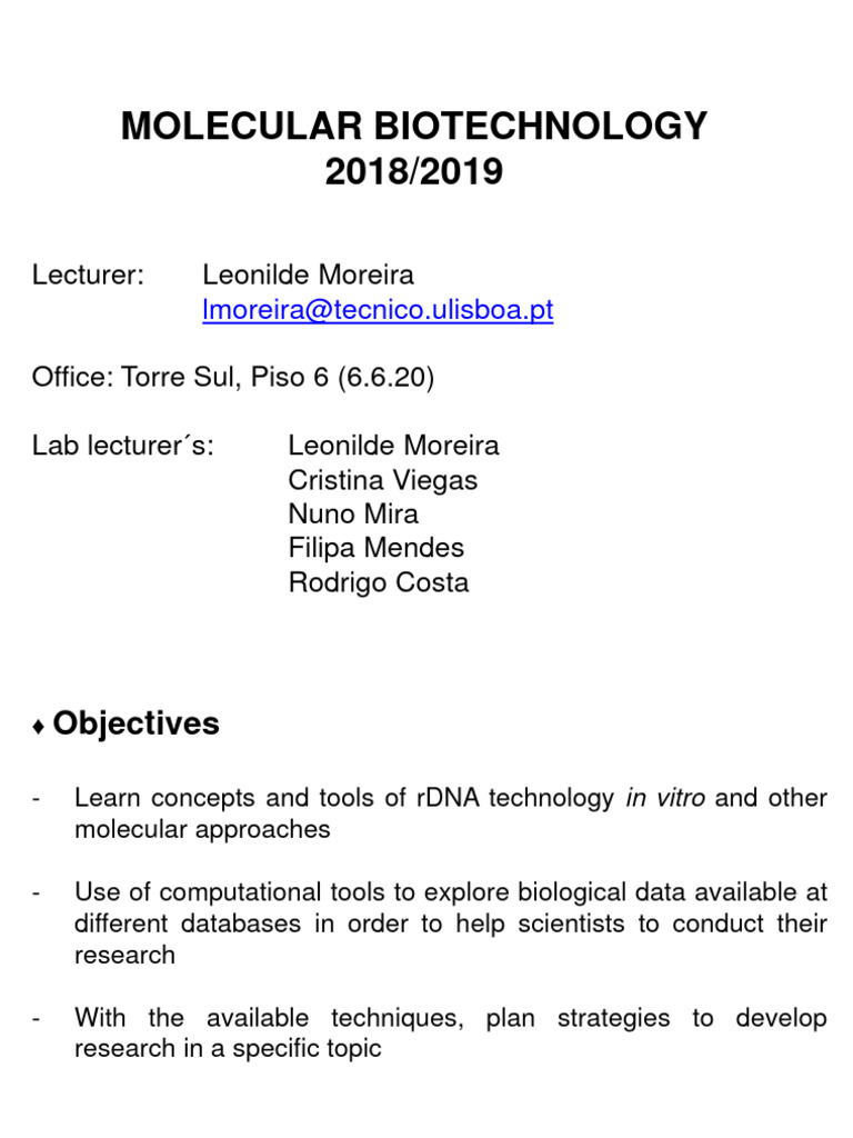 Molecular Biotechnology Course Overview | PDF | Molecular Cloning ...