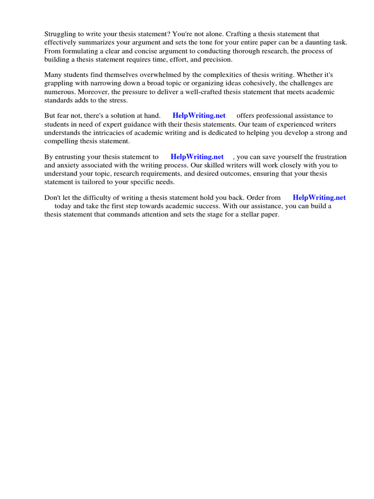 Build My Thesis Statement | PDF | Essays | Thesis