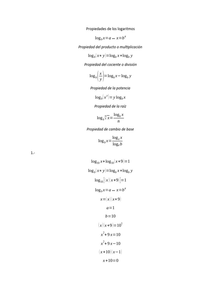 Propiedades de Los Logaritmos | PDF