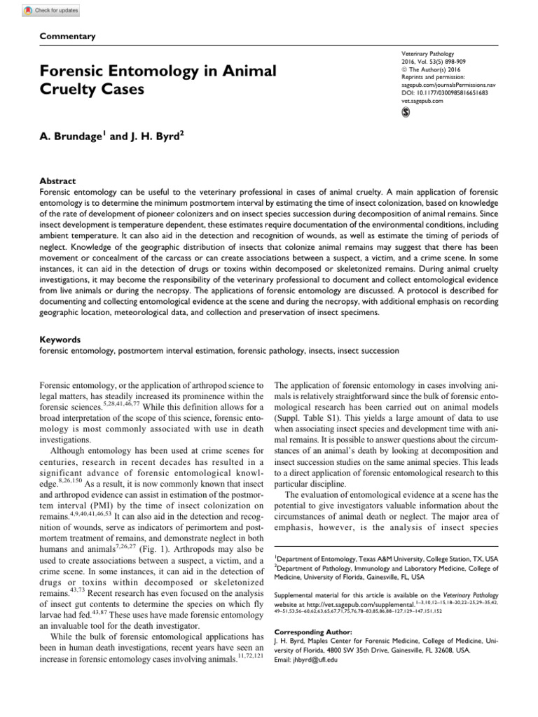 Forensic Entomology in Animal Cruelty Cases | PDF | Decomposition | Fly