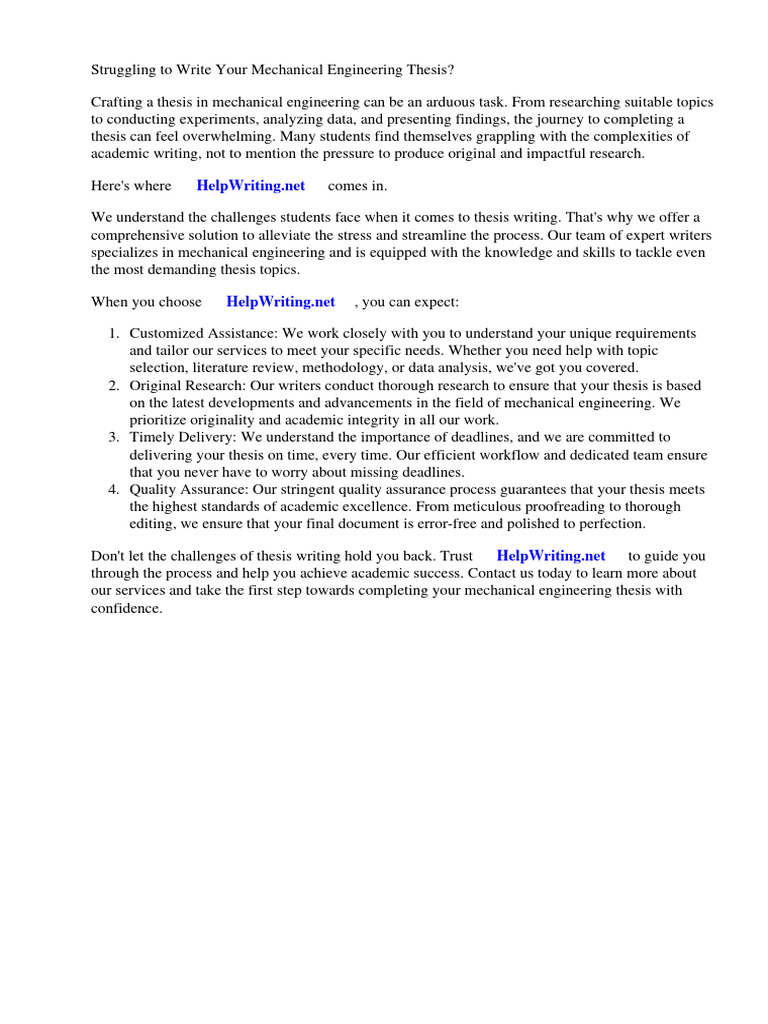 Mechanical Engineering Thesis Help | PDF | Engineering | Thesis