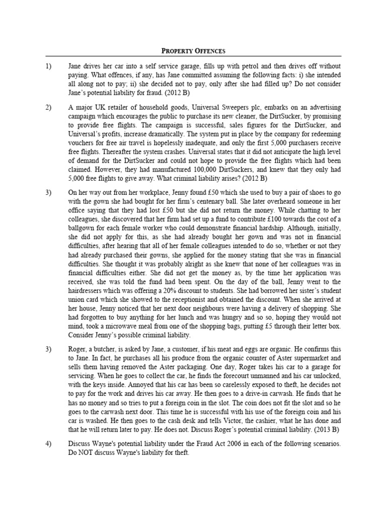 Analysis of Property Offences and Liabilities | PDF
