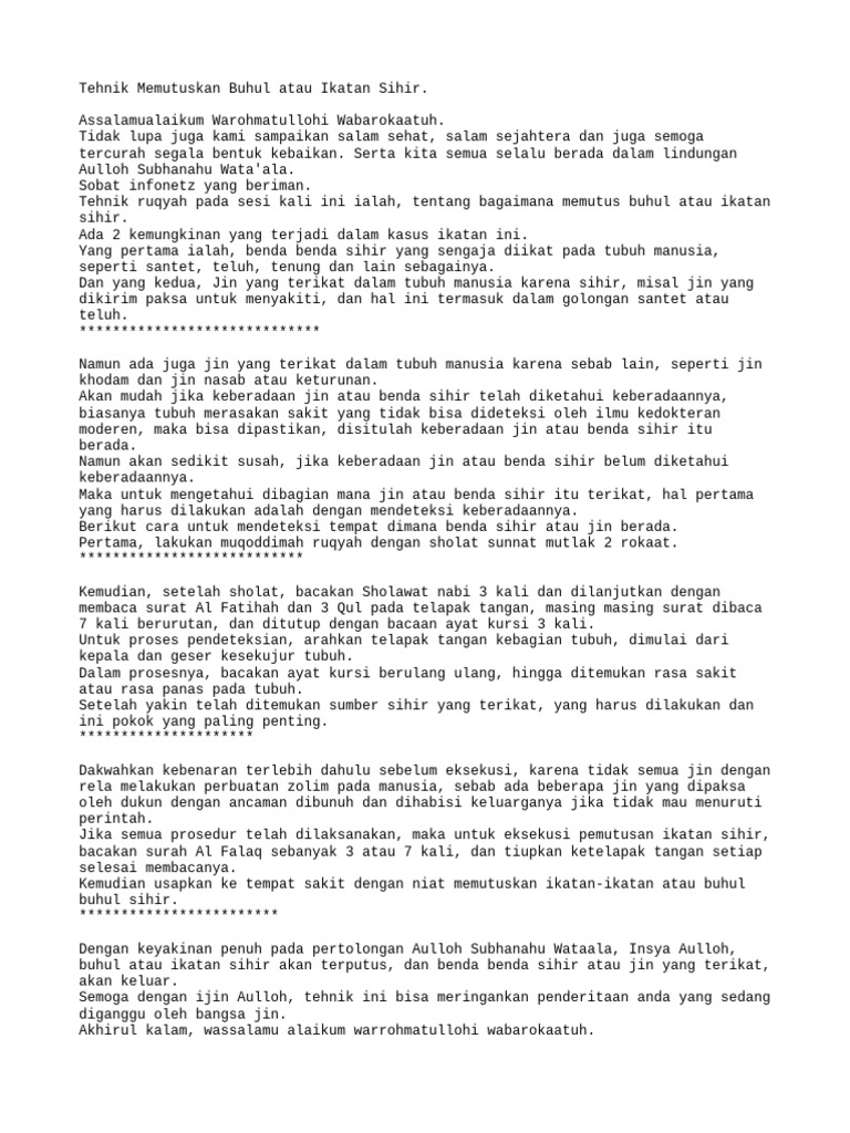 4.tehnik Memutuskan Buhul Atau Ikatan Sihir | PDF