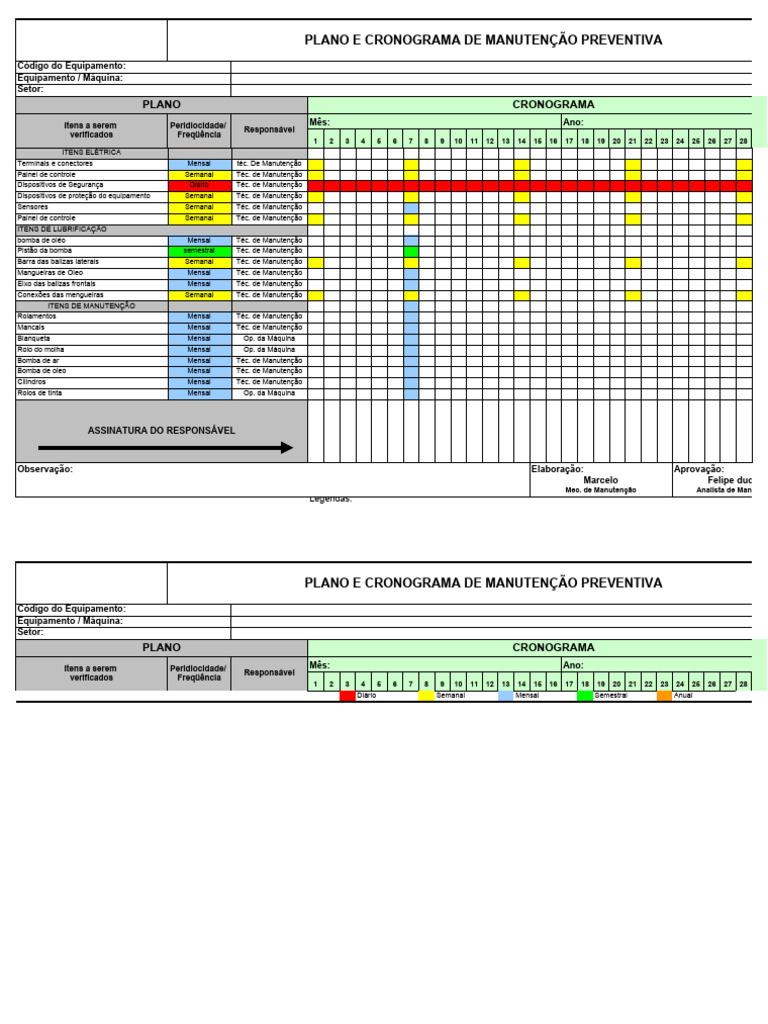Cronograma de Manutenção Preventiva | PDF