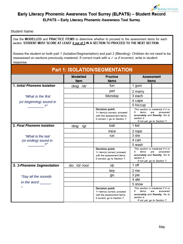 ELPATS Assessment - V2 Kendra | PDF