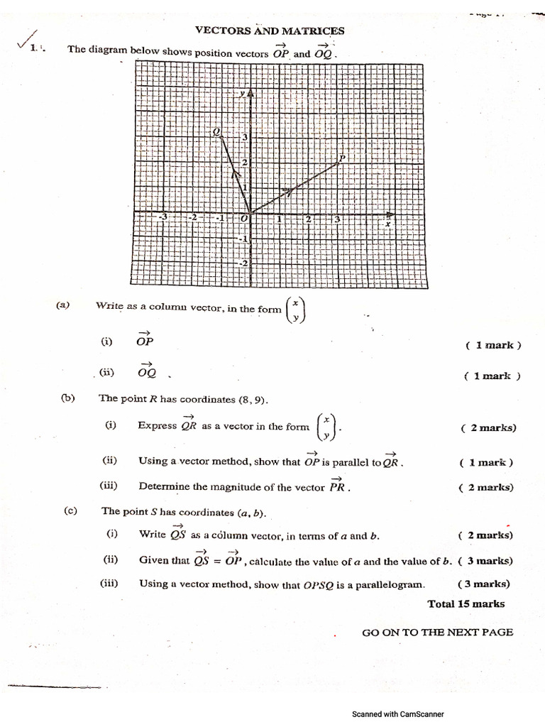 CXC Vectors Worksheet 3 | PDF