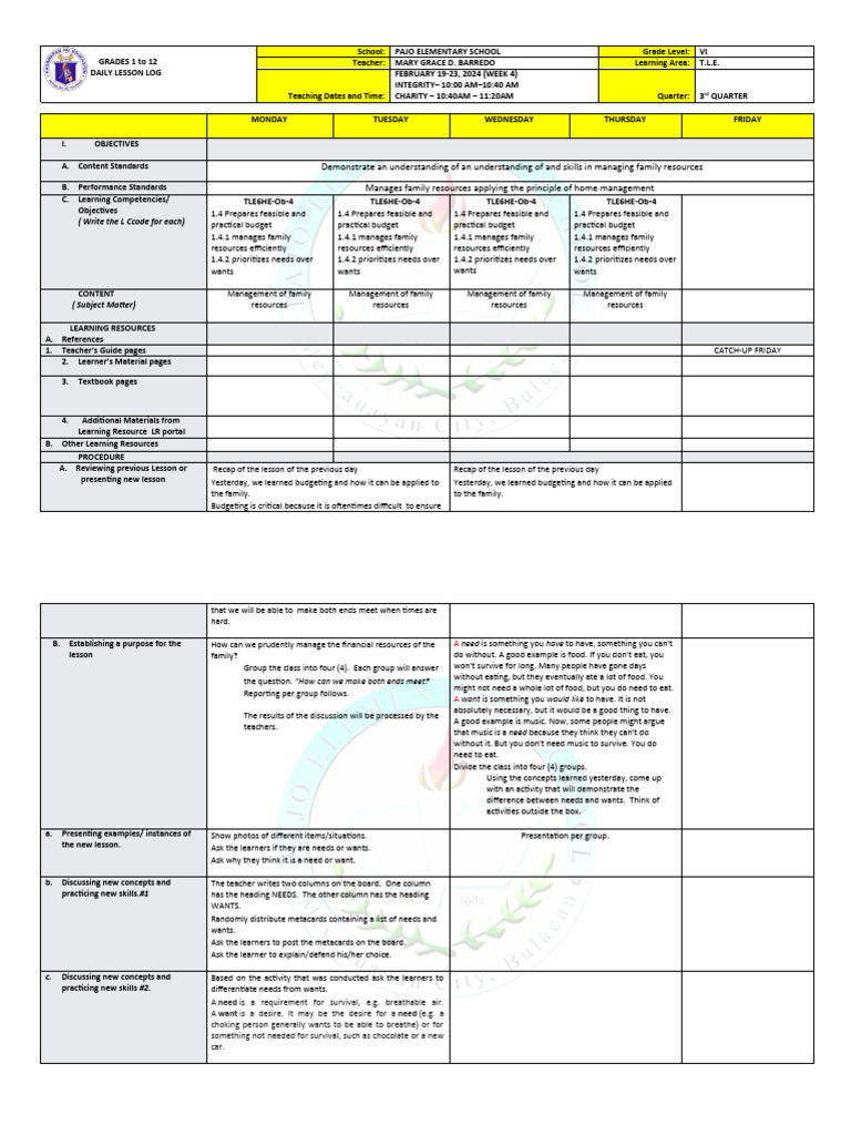 Tle6 Q3W4 | PDF | Learning | Teachers