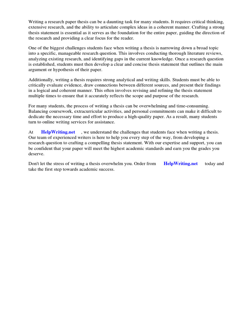 How To Write A Research Paper Thesis Examples | PDF | Thesis | Essays