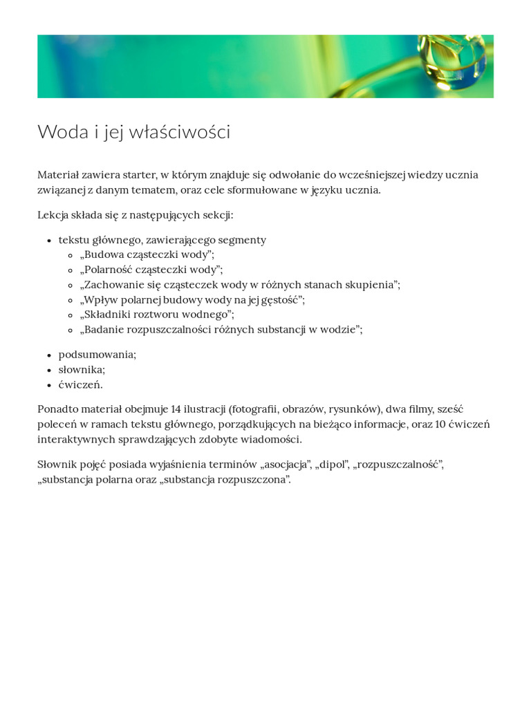 Woda I Jej Wlasciwosci | PDF Woda I Jej Wlasciwosci | PDF