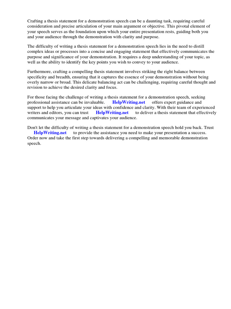 Thesis Statement For A Demonstration Speech | PDF | Http Cookie | Speech
