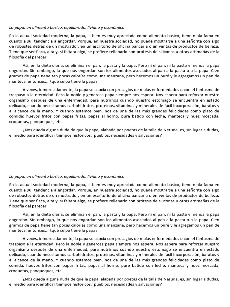 La Papa - Argum | PDF | Cocina, comidas y vino