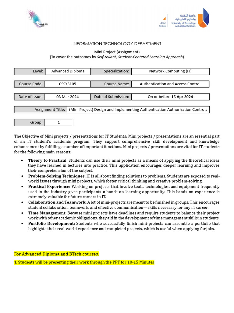 2 - AAC - MINI PROJECT - Instructions - Topics - Rubrics | PDF ...