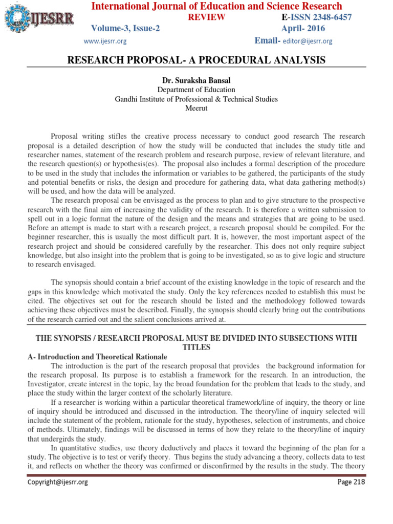 Research Proposal A Procedural Analysis | PDF