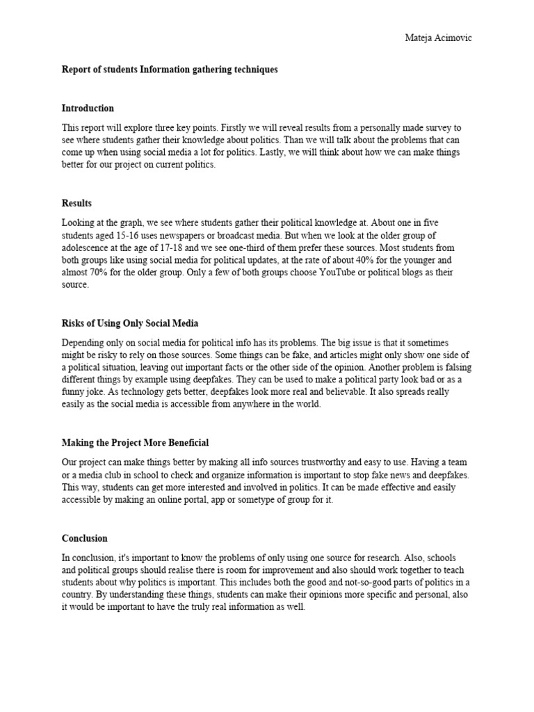 Student Political Knowledge Sources Report | PDF | Social Media ...
