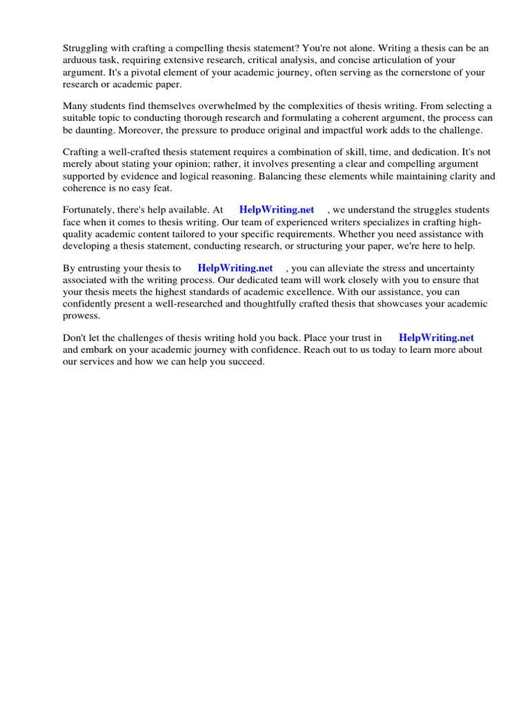 Show An Example of A Thesis Statement | PDF | Essays | Thesis