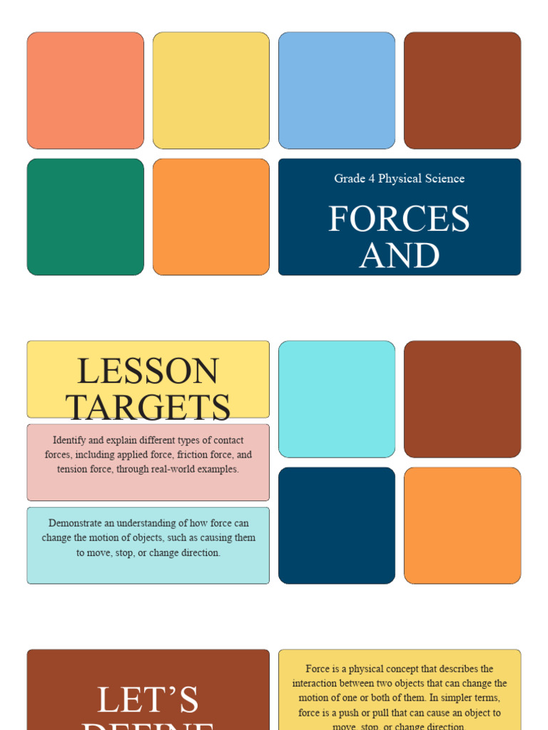Forces and Motion Science Educational Presentation in Yellow, Blue and ...