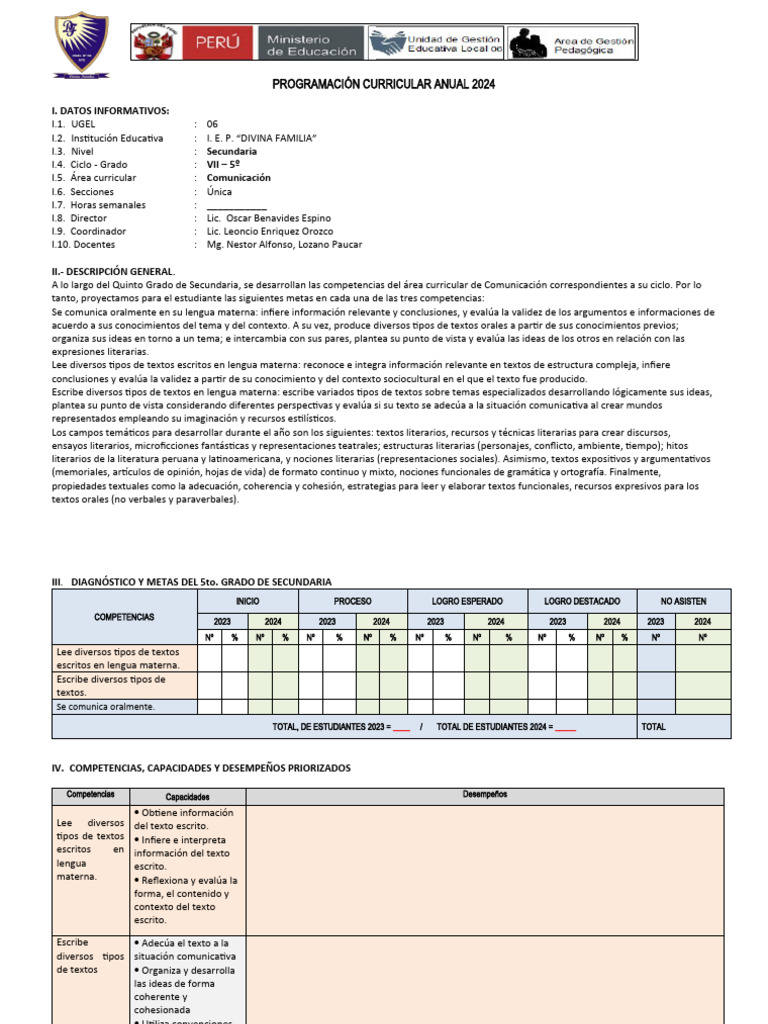 fORMATO DE PROGRAMACIÓN ANUAL-2024-Alf | PDF | Evaluación | Justicia