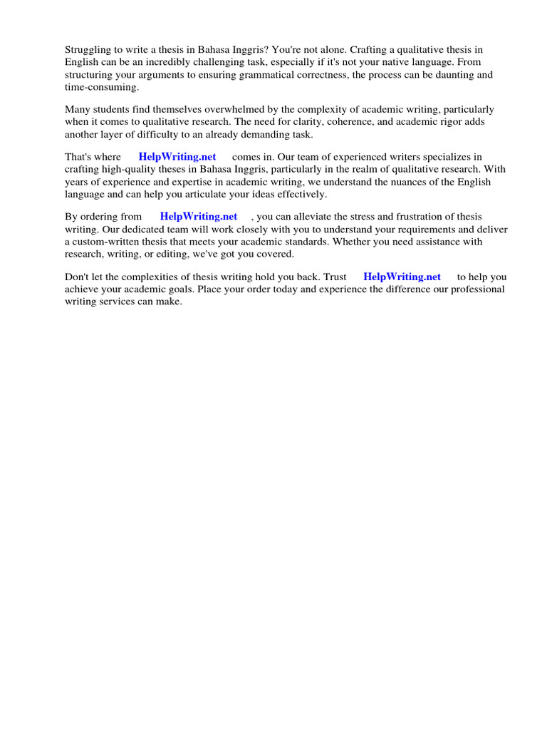 Contoh Thesis Bahasa Inggris Qualitative | PDF | Indonesian Language ...