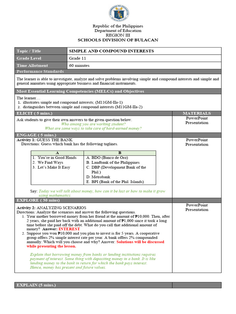 DLP 7es Template | PDF | Interest | Loans