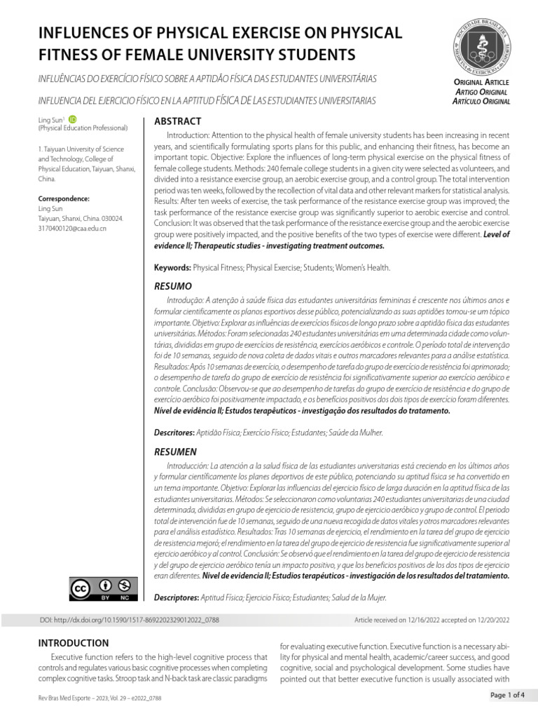 Influences of Physical Exercise On Physical Fitnes | PDF | Executive ...
