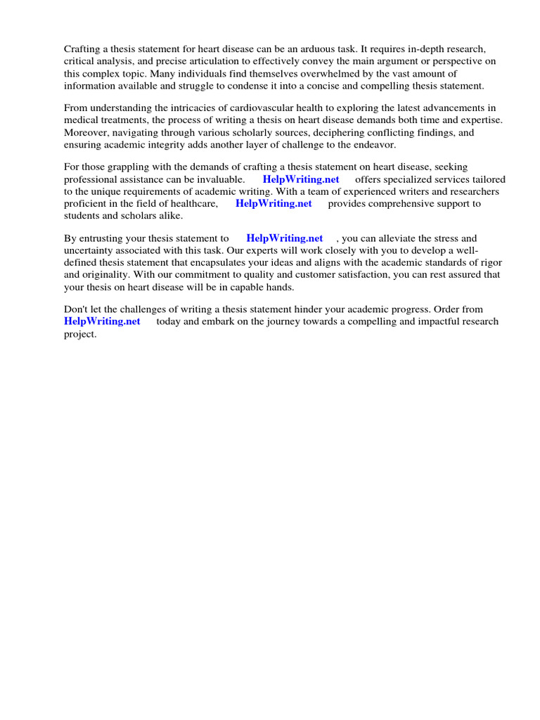 Thesis Statement For Heart Disease | PDF | Coronary Artery Disease | Heart