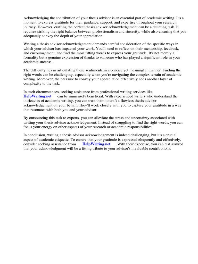 Thesis Advisor Acknowledgement | PDF | Thesis | Doctor Of Philosophy