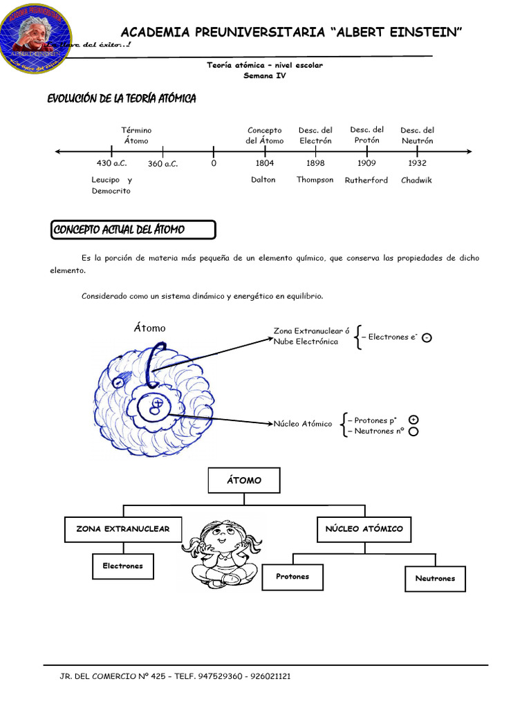 Teoría Atómica - Escolar - Semana IV | PDF | Átomos | Neutrón