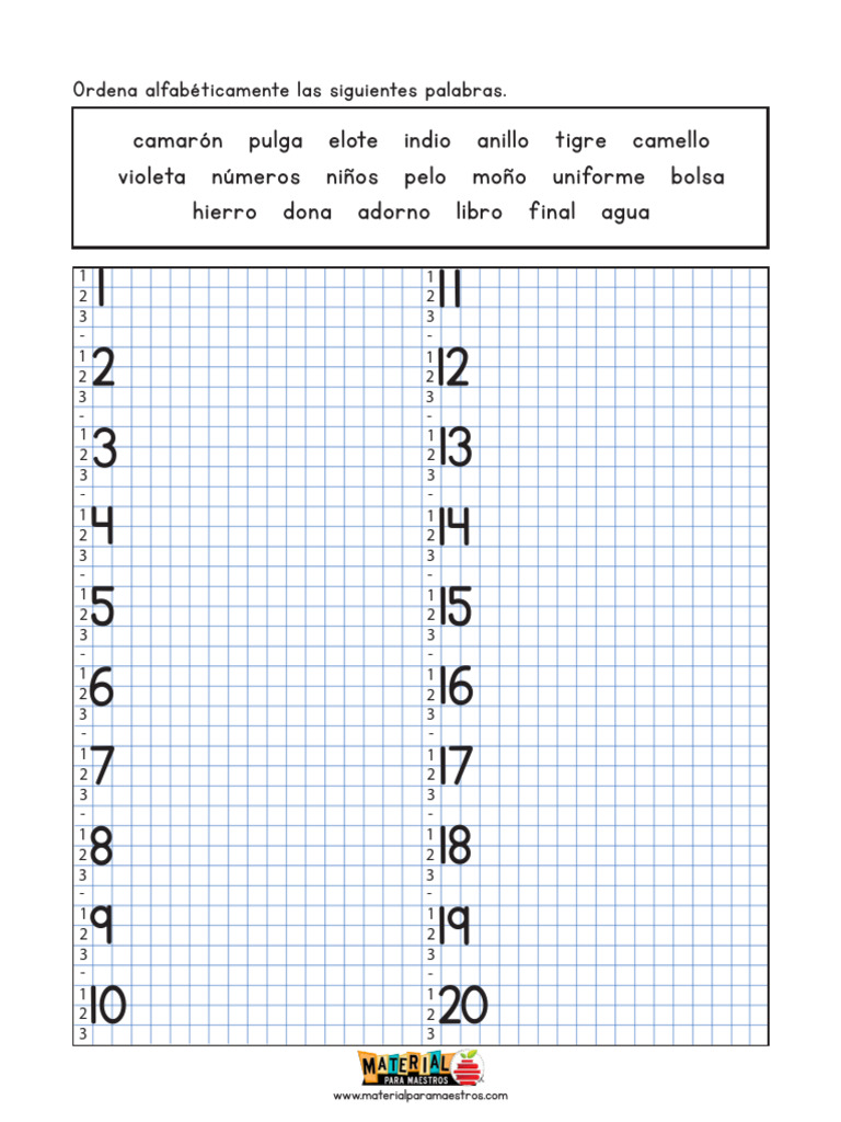 Ordenar Palabras Alfabeticamente | PDF