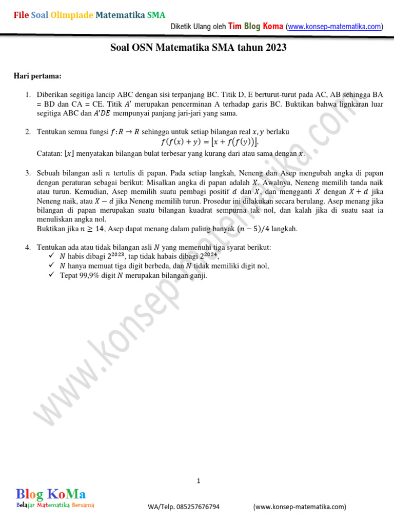 2023 Soal OSN Matik SMA | PDF
