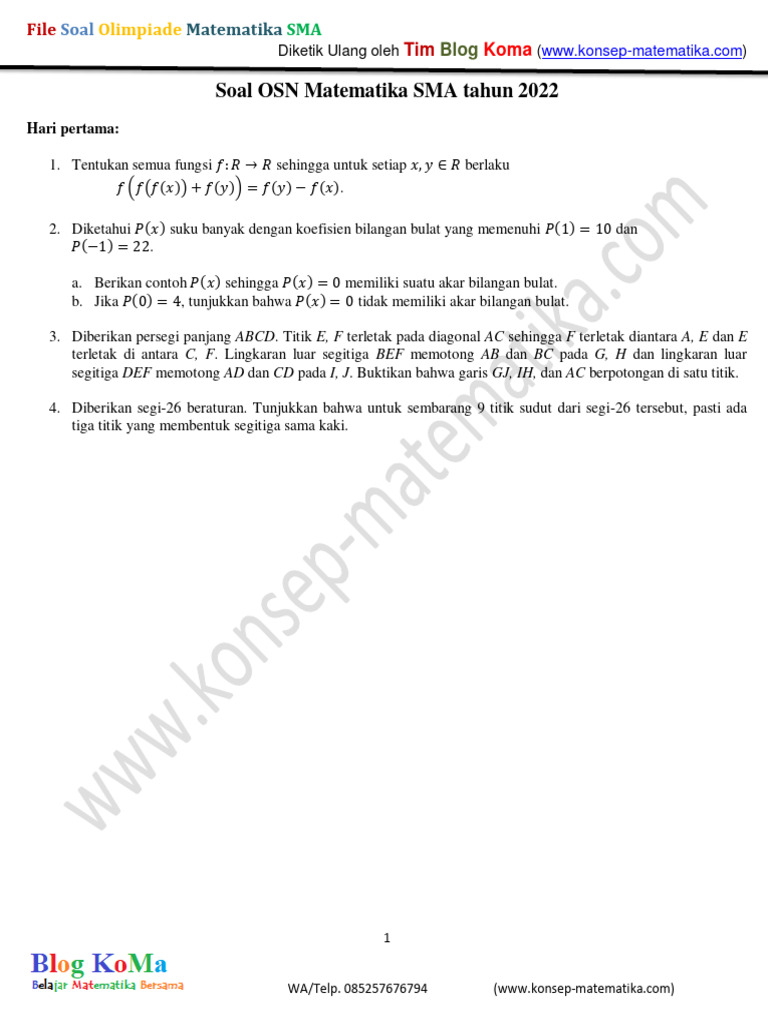 2022 Soal OSN Matik SMA | PDF