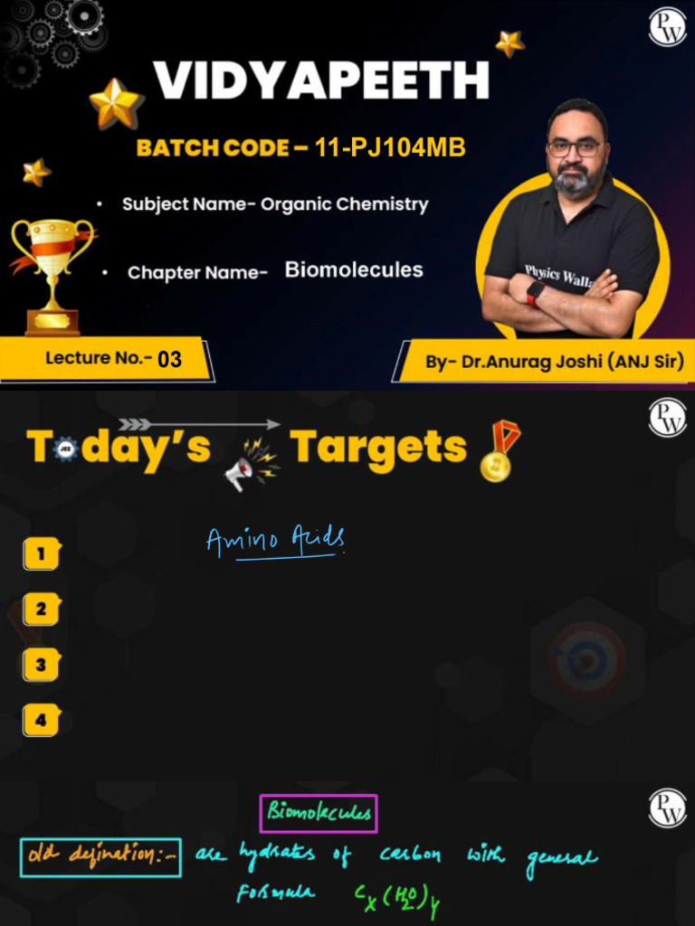 6524f972c365a90018373204 - ## - Biomolecules Lec-03 Anurag Joshi Sir 11-PJ104MB OC 10-10-2023 | PDF