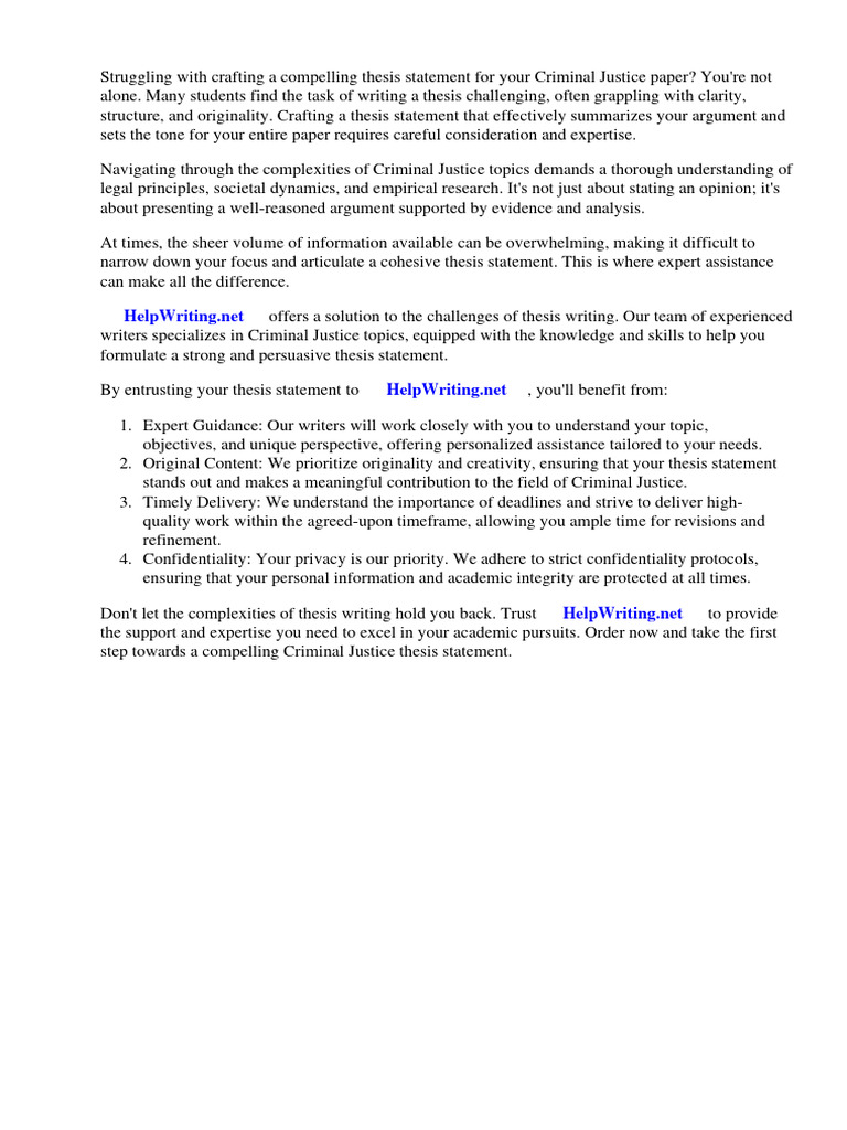 Criminal Justice Thesis Statement Examples | Download Free PDF | Crimes ...