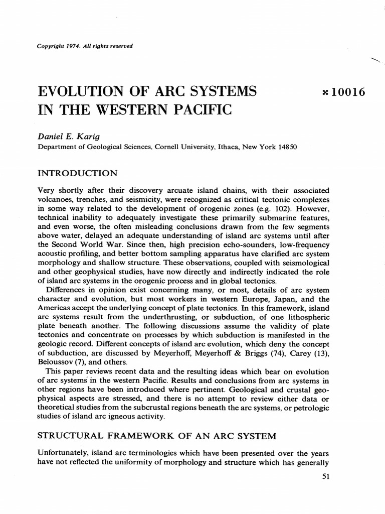 Evolution of Arc Systems, Karig 1974 | PDF