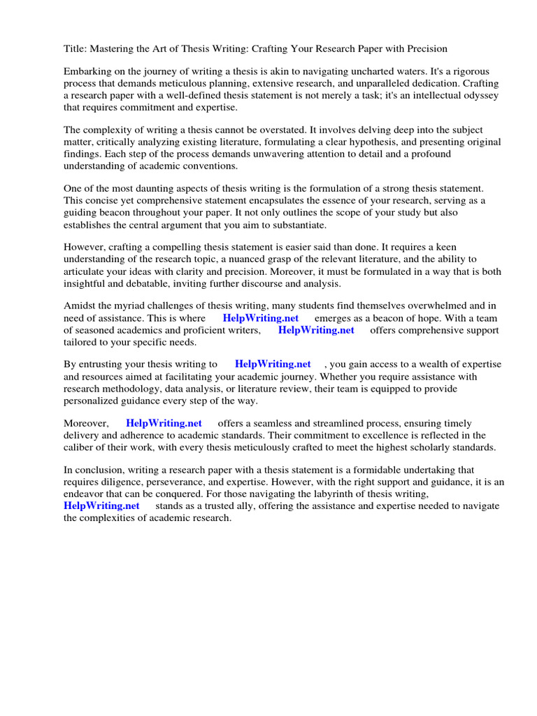 How To Write A Research Paper With Thesis Statement | PDF | Thesis | Essays