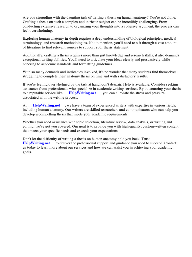Human Anatomy Thesis Topics | PDF