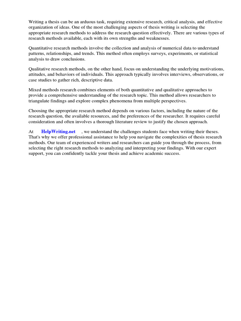 Types of Thesis Research Methods | PDF | Methodology | Qualitative Research