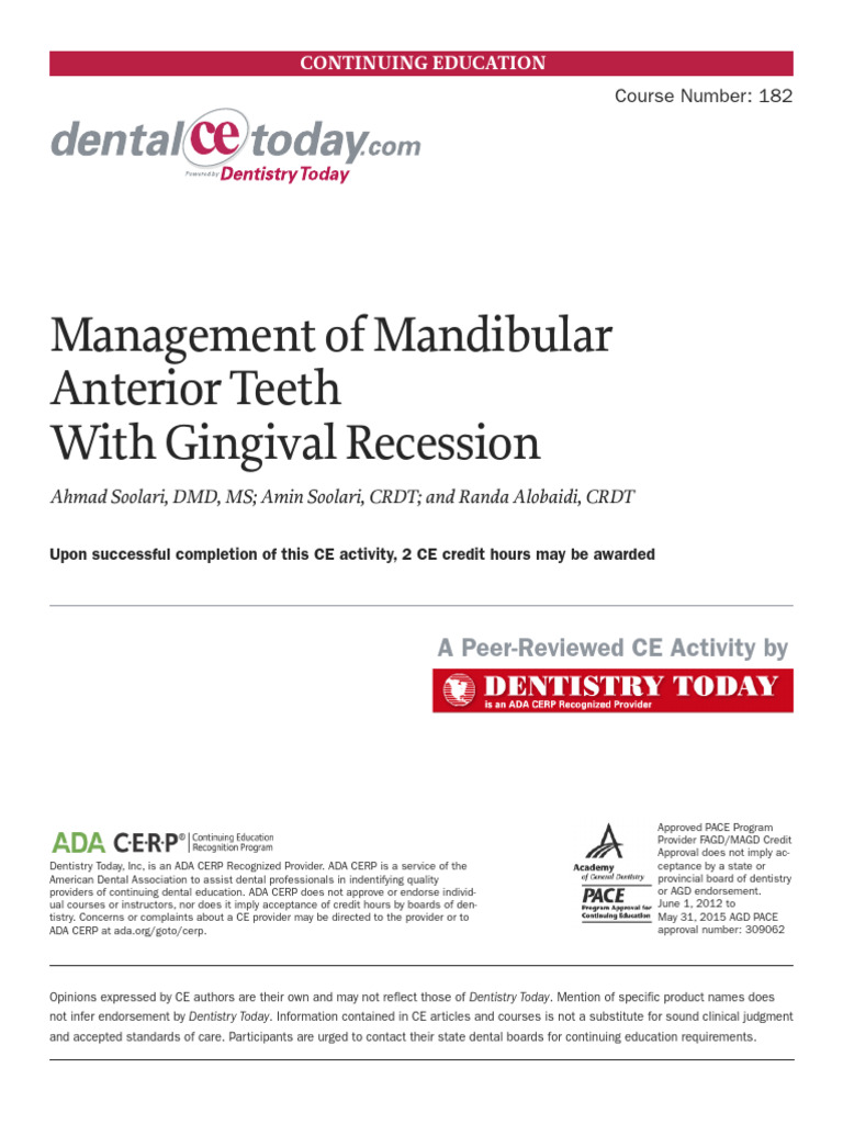 49 - Management of Mandibular Anterior Teeth With Gingival Recession ...
